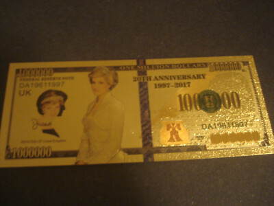$1 Million Dollar Princess Diana Gold Foil Banknote | eBay