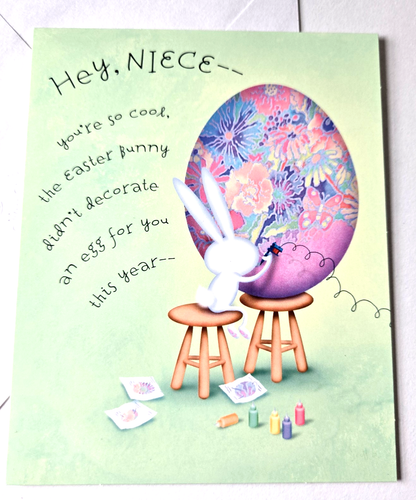Vintage Greeting Card Easter Warm Wishes for Niece Bunny Painting Egg ...