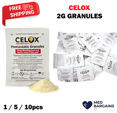 CELOX First Aid Hemostatic Granules for Wounds Stops Bleeding Fast 2g ...