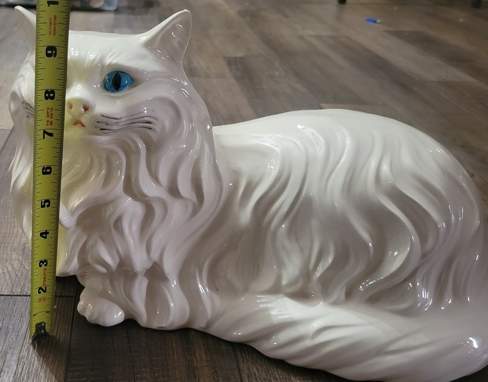 Gorgeous Vintage Ceramic Large White Persian Cat Statue 70's Life Size ...