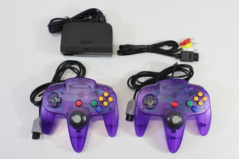 Nintendo 64 Clear Purple Console Controller AC AV Bundle N64 Plays US ...