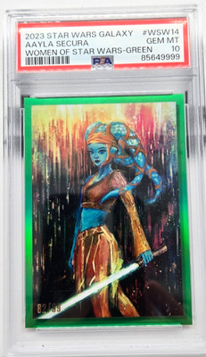 💚 2023 Topps Chrome Star Wars Galaxy Aayla Secura WOSW SP Green /99 PSA ...