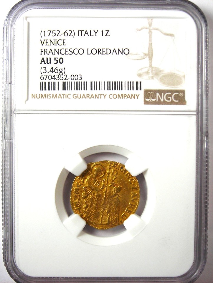 1752-62 Italy Venice Gold Loredano Zecchino 1Z Christ Coin - Certified ...