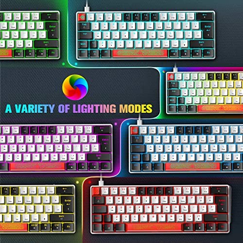 60% Wired RGB Gaming Keyboard,62 Keys Compact Mechanical Keyboard New ...