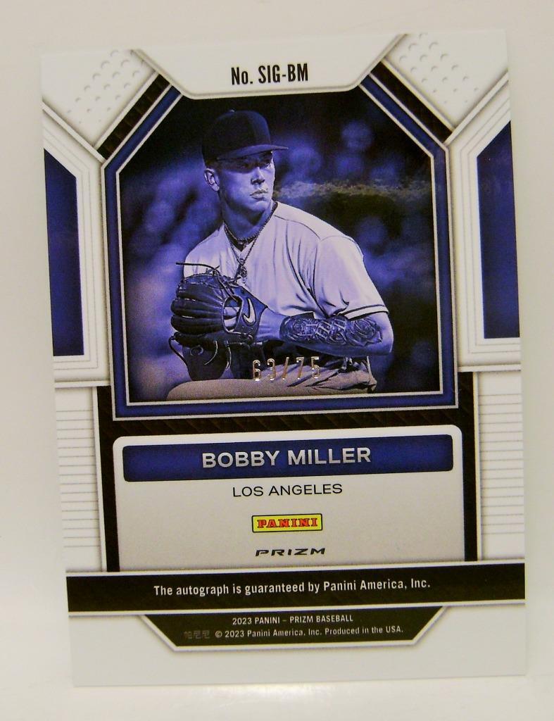 BOBBY MILLER #63 /75 GREEN AUTO SIGNATURES PRIZM PANINI BASEBALL 2023 ...