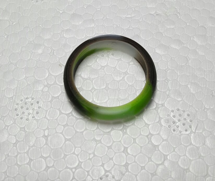 White Lt Green Black/Brown Silicone Military Women Men Wedding Ring ...