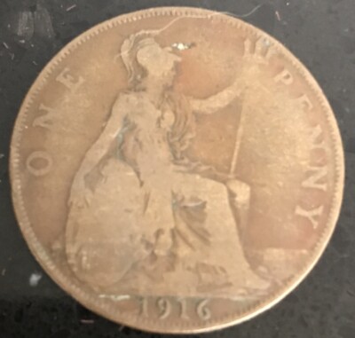 1916 One Penny 1d Coin King George V Great Britain UK | eBay