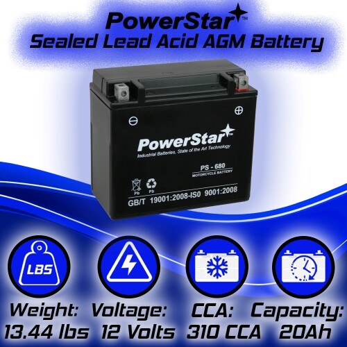 PowerStar 20L-BS Snowmobile Battery for Ski-Doo Skandic 600 WT 2011 to ...