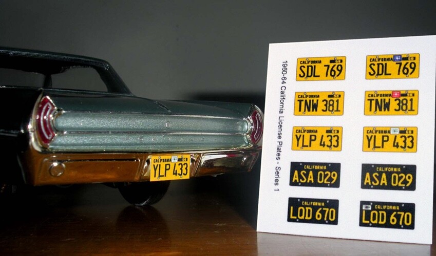 1960 - 1964 CALIFORNIA miniature LICENSE PLATES for 1/25 scale MODEL ...