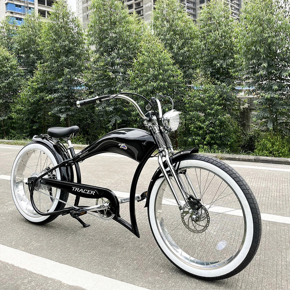 26" Fat Tires Dual Springs 500W Electric Throttle Chopper Cruiser ...