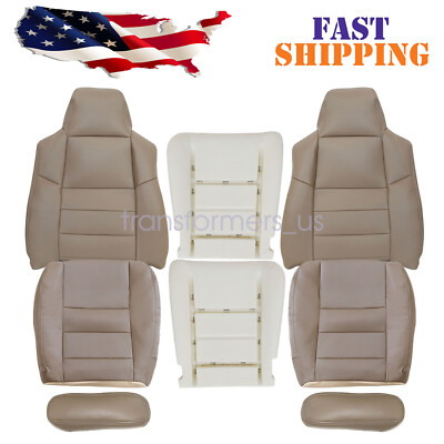 8 PCS Front Leather Seat Cover Tan For 2002-2005 Ford Excursion Limited ...