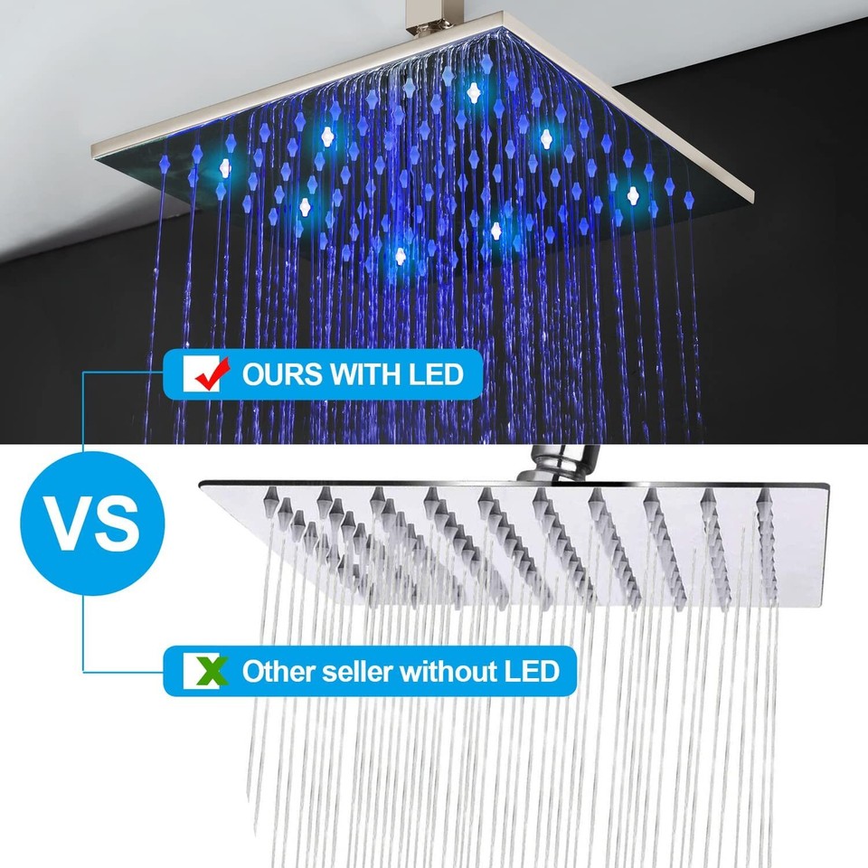 Ceiling Mounted Shower Faucet Set Rain Shower Head Combo Kit With ...