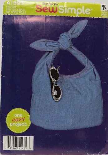 Simplicity 1995 Tied handle tote bag pattern, 8.5" high x 13" wide, uncut | eBay