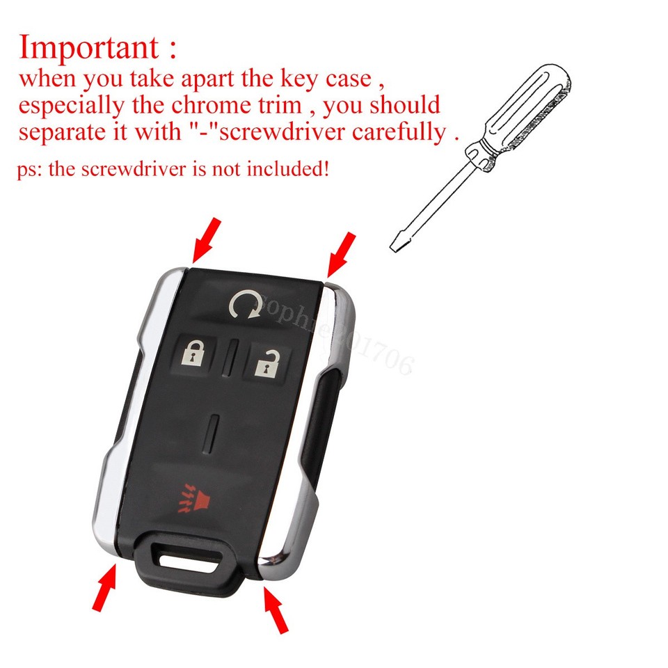 Replacement Key Fob Case Shell For 2014 2015 2016 2017 2018 2019 Chevy ...