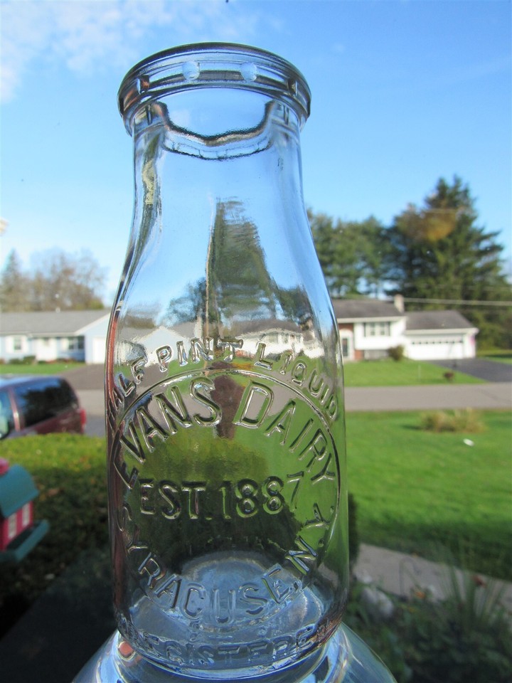 TREHP Milk Bottle Evans Dairy Est 1887 Syracuse NY ONONDAGA COUNTY 1948 ...