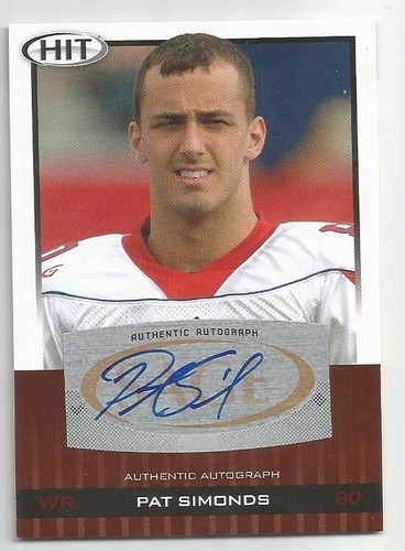 2010 Sage Hit Autograph Pat Simonds Colgate Raiders Philadelphia Eagles ...