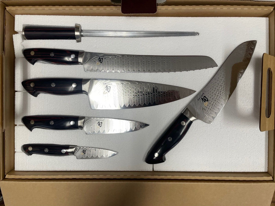 Rare - Shun Kramer Euro Damascus 7pc Block set (in plastic) | eBay