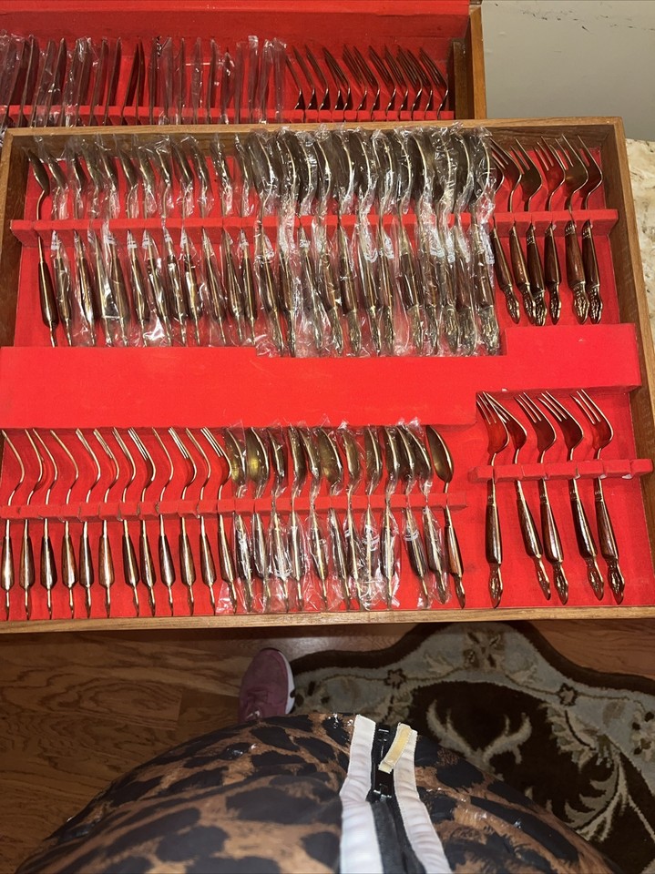 Rare solid Nickel Bronze Thailand (Non Plating) Dinner Set 143 Pieces ...