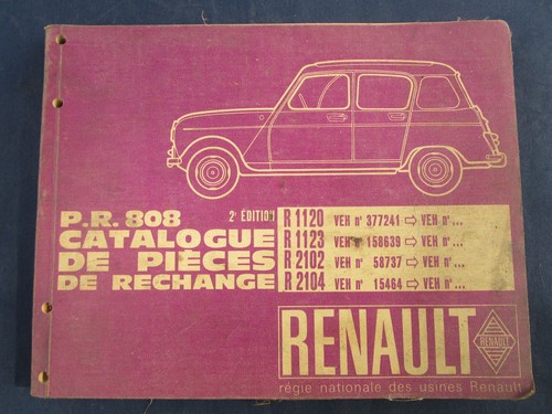 Catalogue 1965 P.R. 808 Pièces de Rechange RENAULT R 1120-1123-2102-2104 | eBay