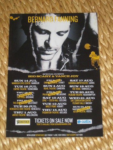 Bernard Fanning - Powderfinger - Australian Tour 2013 - Laminated Tour ...