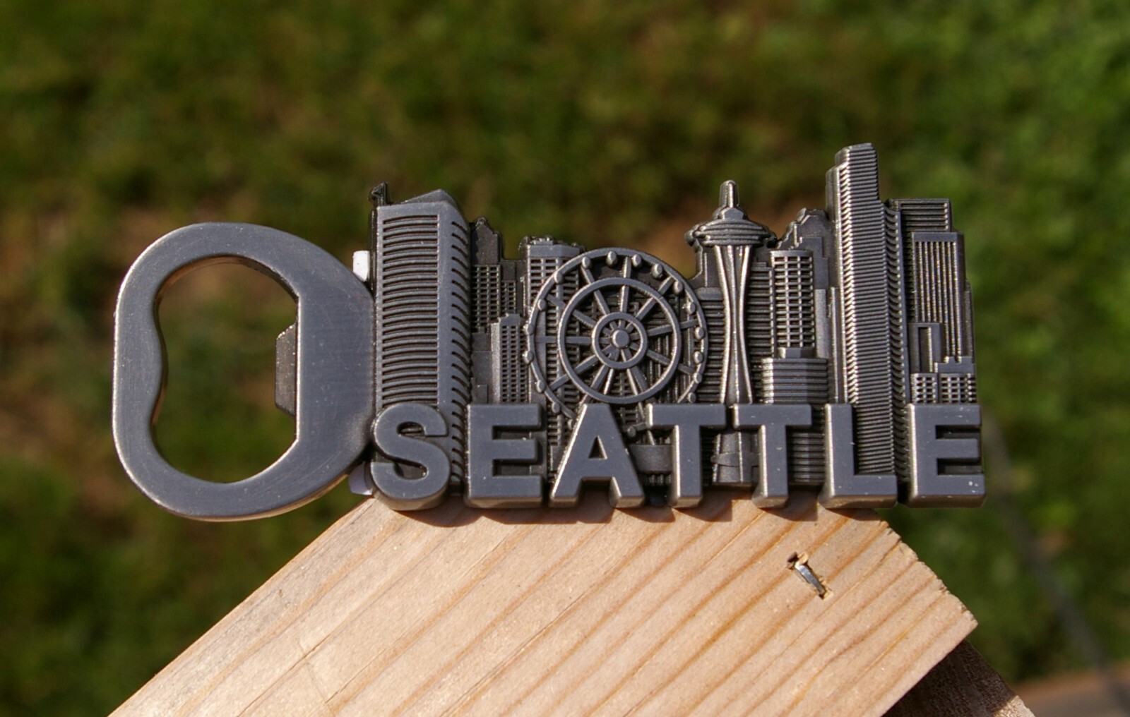 Seattle City Skyline 3 1/4" Silver Tone Metal Bottle Opener Fridge ...