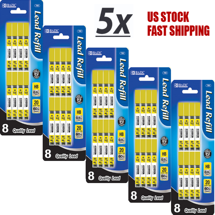 Lot of 5 Refill Lead HB 0.9mm/60mm Mechanical Pencil Lead 160 leads per ...