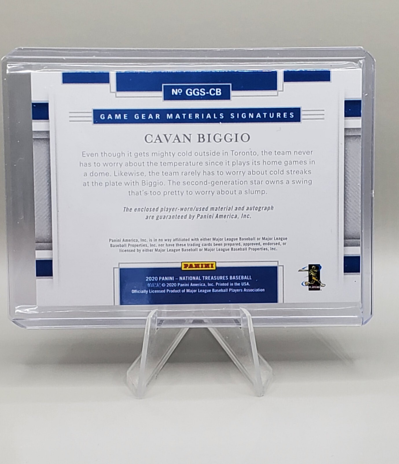 2020 Panini National Treasures CAVAN BIGGIO Patch Auto GGS-CB #d 73/99 ...