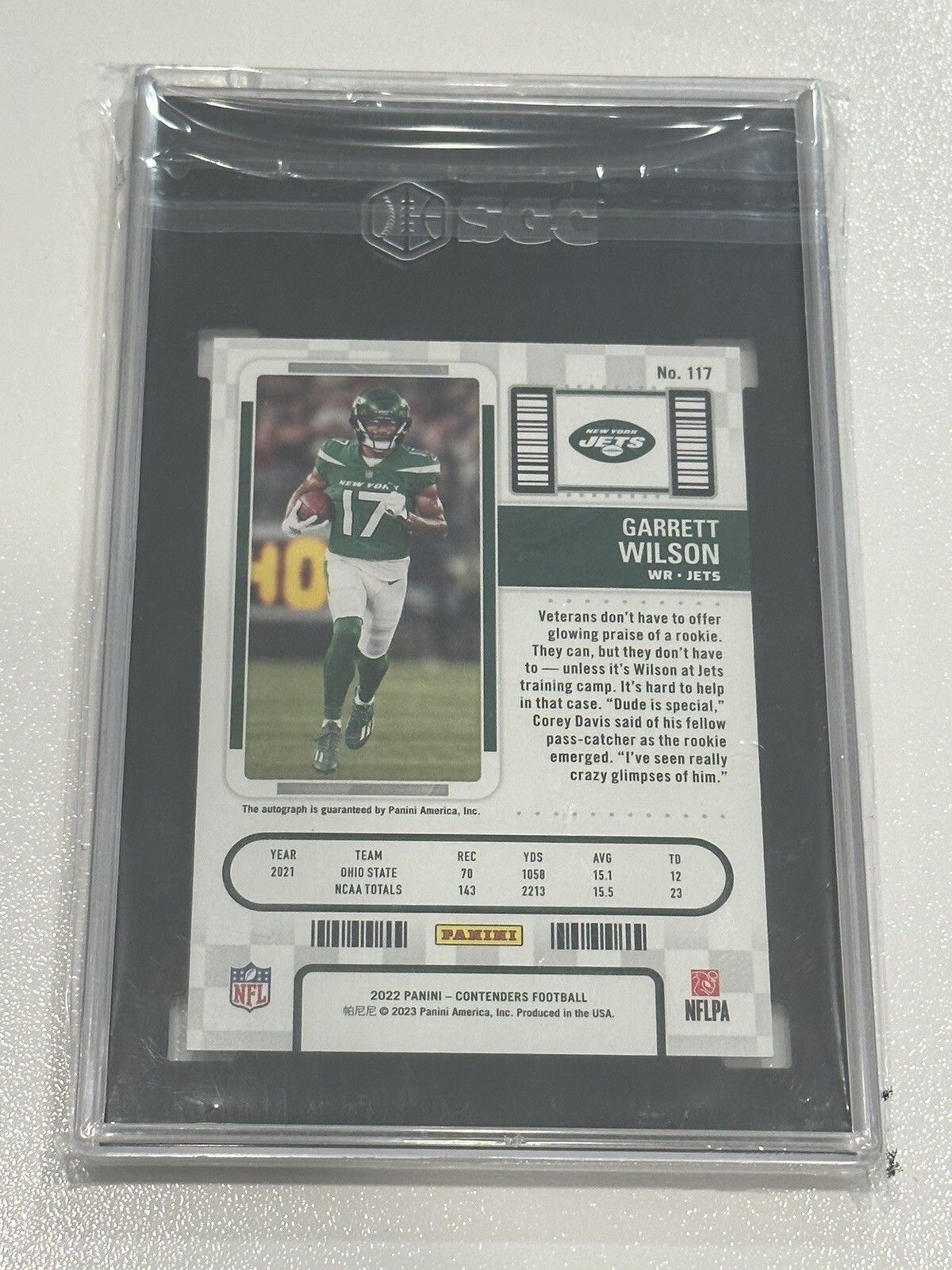 2022 Contenders Autograph #117 Garrett Wilson Rookie Auto SGC 9.5 10 ...