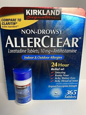 Kirkland Signature AllerClear Non-Drowsy Allergy Loratadine 10 mg 365 ...