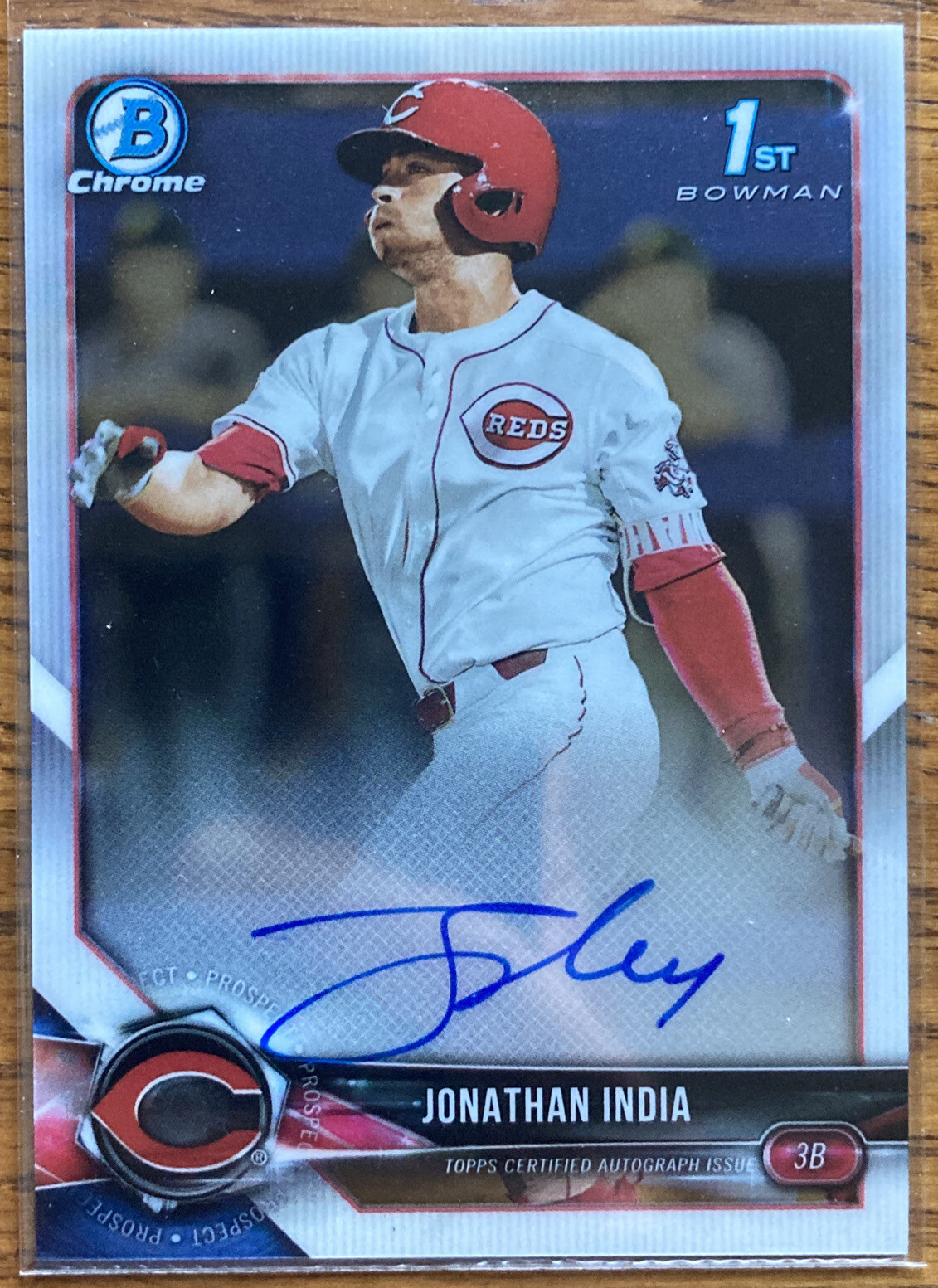JONATHAN INDIA AUTO 2018 1st Bowman Chrome Autograph Reds Rookie Card ...