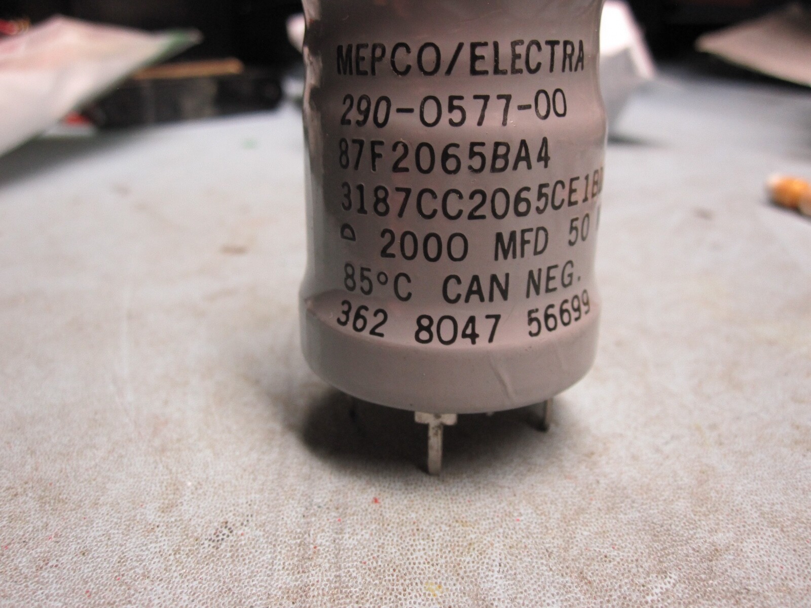 MEPCO/ELECTRA Capacitor# 87F2065BA4 2000MFD 50Vdc Tektronix# 290-0577 ...