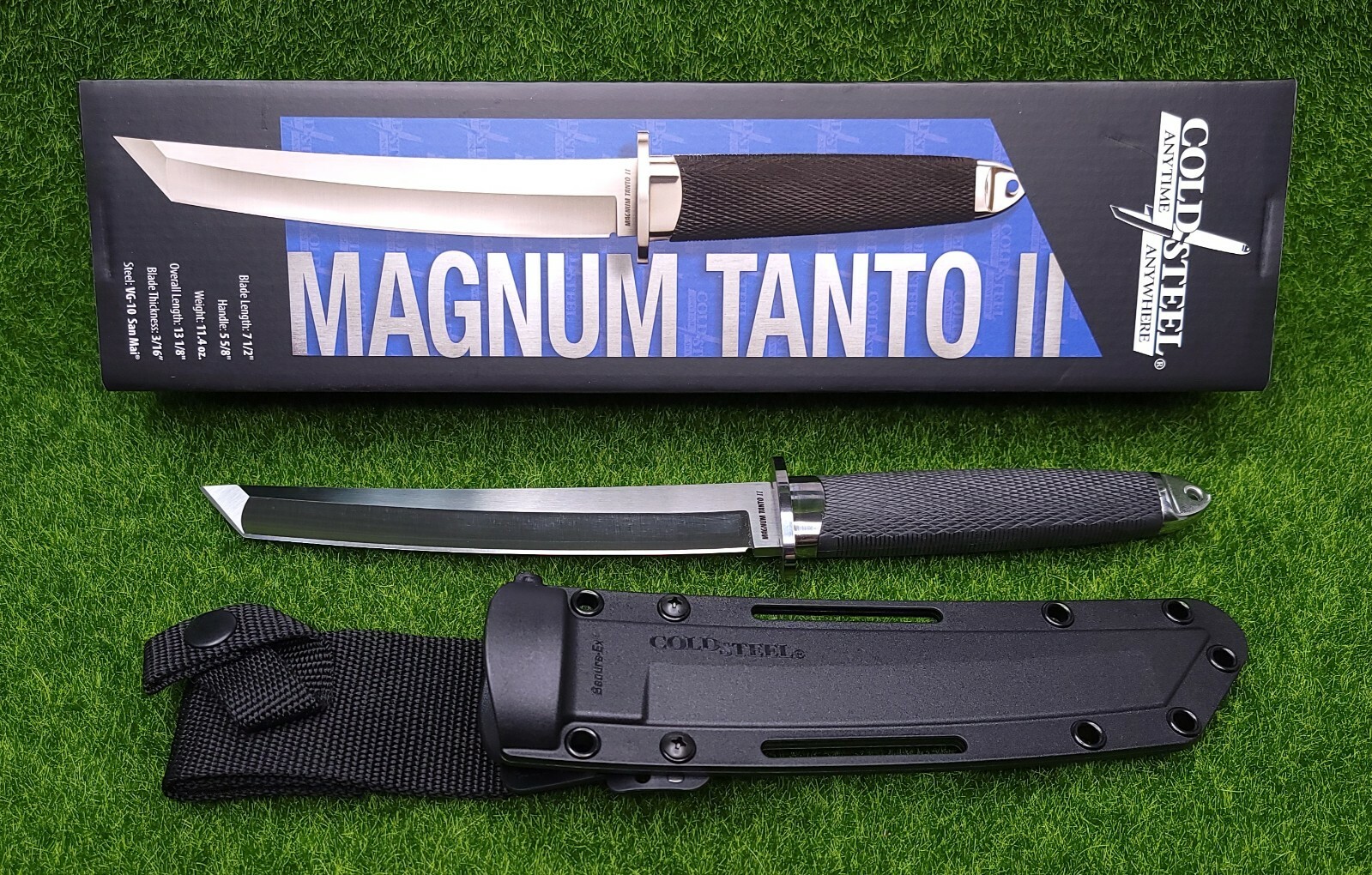Cold Steel Magnum Tanto II, Tanto Point, Plain Edge 7.5" Blade/Sheath ...