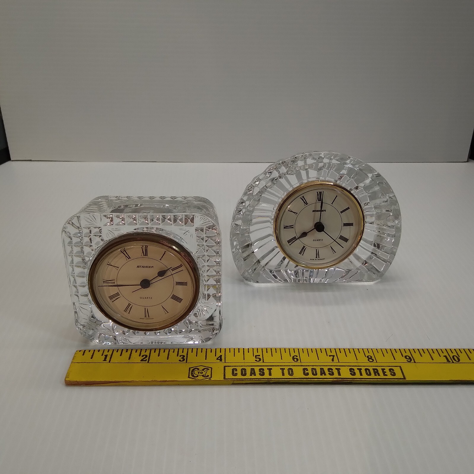 2 Vintage Staiger Crystal Quartz Desk Clocks Made in Germany Tested ...