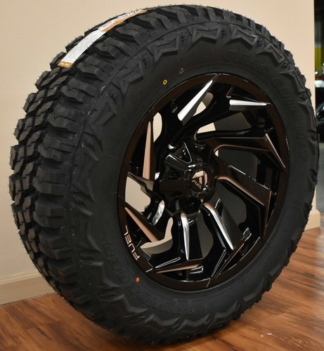 20x10 Fuel Reaction 35" MT Black Wheels Rims Tires Package 8x6.5 Dodge ...
