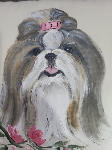 Shih Tzu Hand Painted Pillow Home Decor Dog Lover Room 16"×16" | eBay