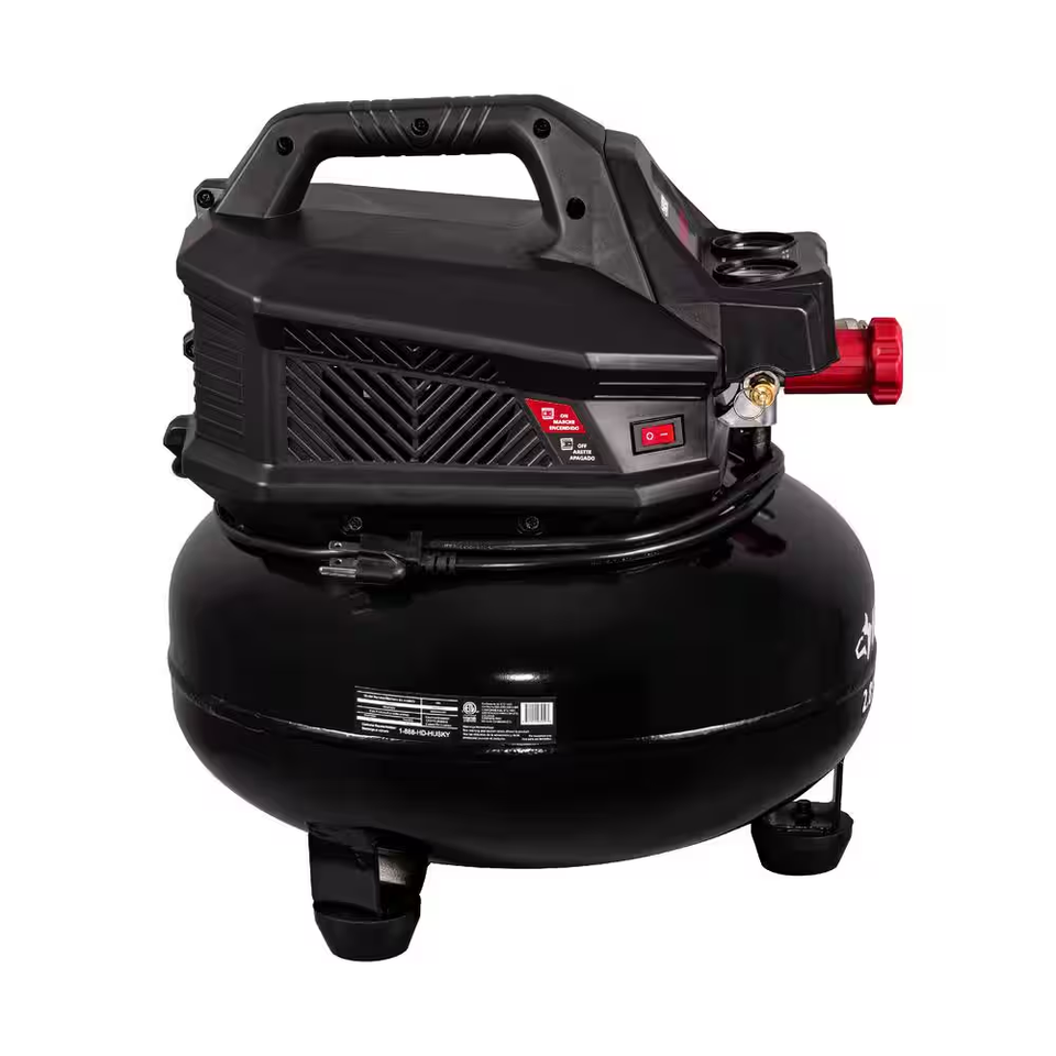 6 Gal. 150 PSI Portable Electric Oil-Free Jobsite Pancake Air ...