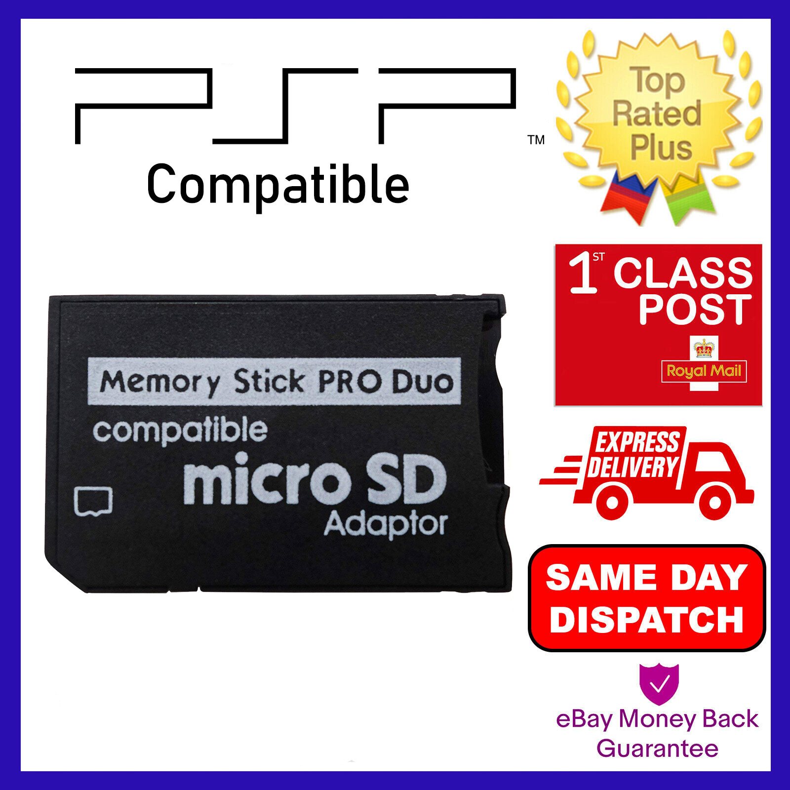 MICRO SD TO MEMORY STICK PRO DUO ADAPTER FOR PSP PLAYSTATION PORTABLE ...