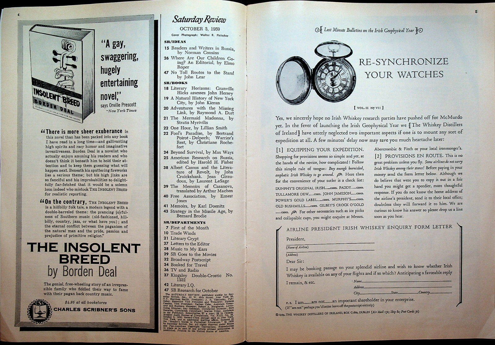 Saturday Review Magazine October 3 1959 Dr Albert Coons Ilya Ehrenburg ...