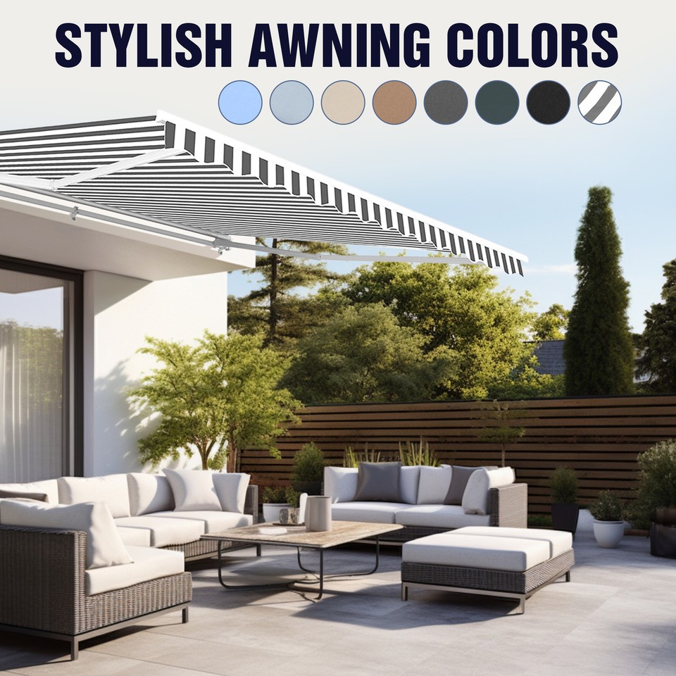 ALEKO Semi-Cassette Motorized LED Retractable 20x10 ft Patio Awning ...
