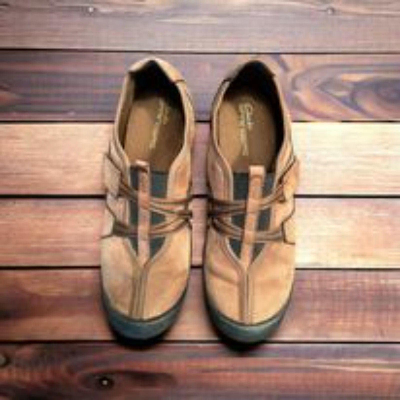 Clarks Springers Womans Brown Leather Slip On Shoes Size 10M | eBay