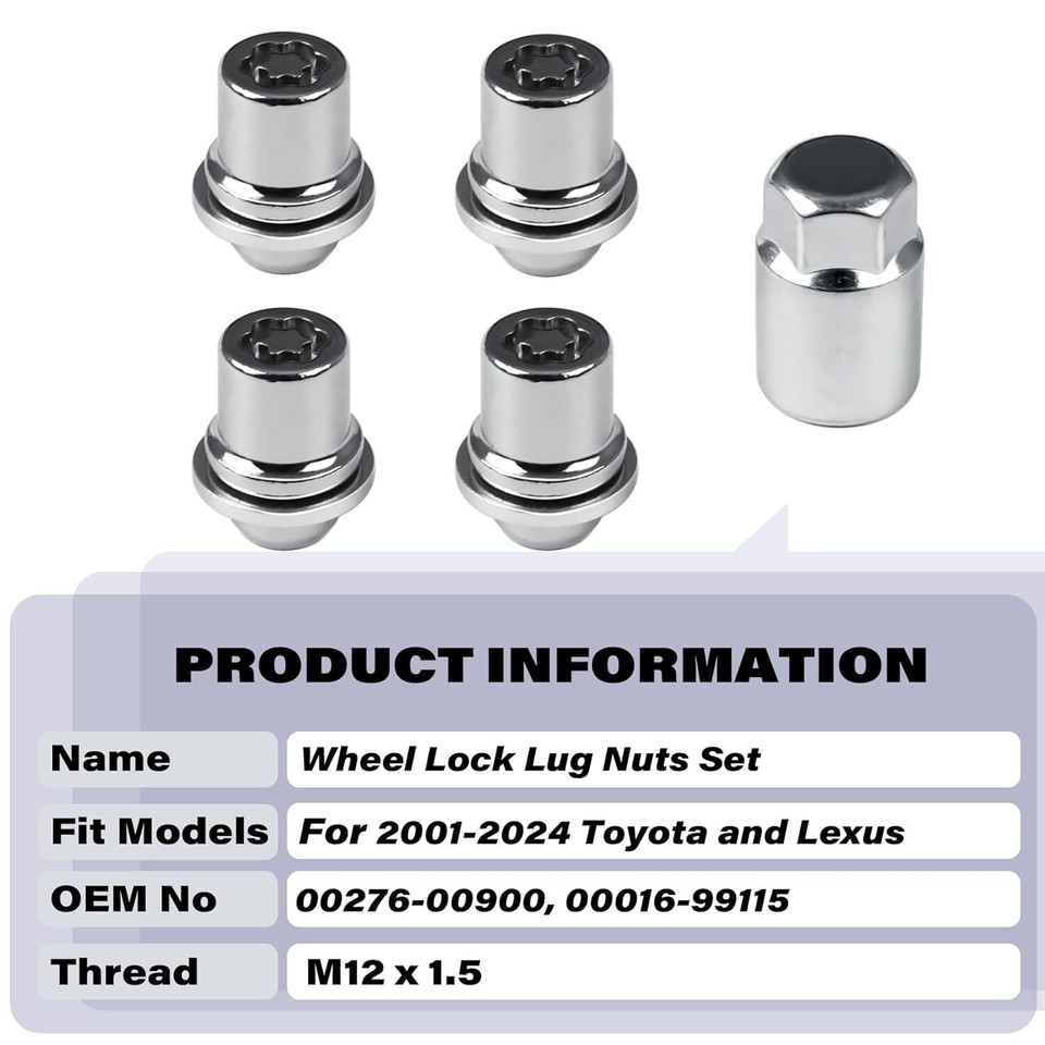 4x Wheel Locks W/ Wheel Lock Key For Lexus IS300 IS350 Toyota Camry ...