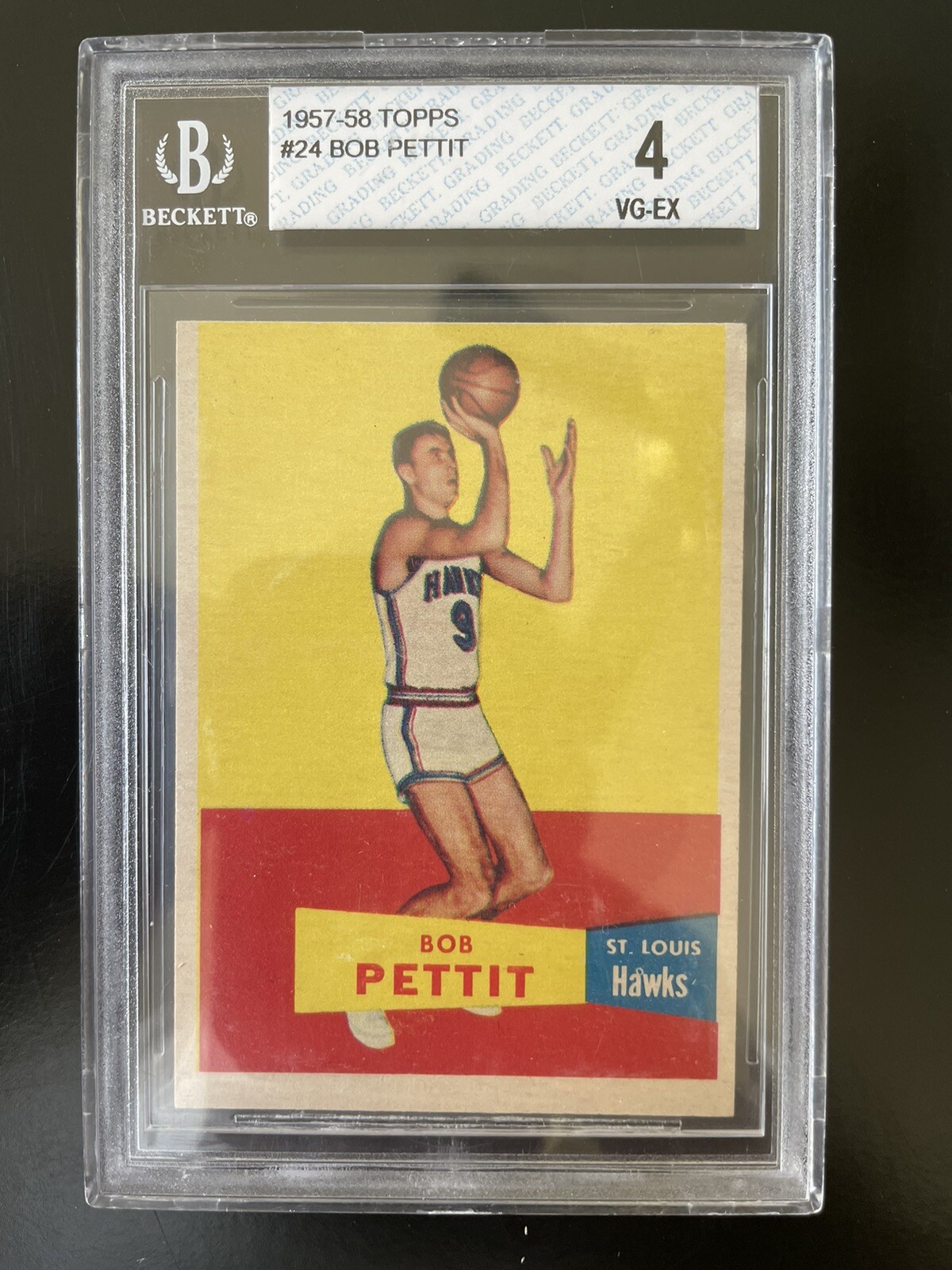 1957-58 Topps Set-Break # 24 HOF Bob Petit BGS 4 Great Card Clean! Look ...