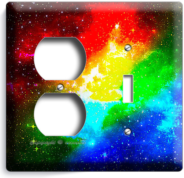 SPACE GALAXY STARS RAINBOW NEBULA CLOUD LIGHT SWITCH OUTLET PLATE ROOM ...