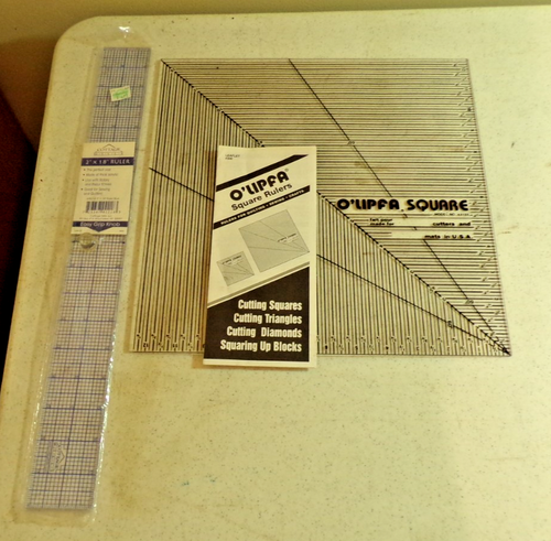 O'LIPFA SQUARE 12-12" SQUARE QUILTING RULER + COTTAGE MILLS 2 X 18 ...