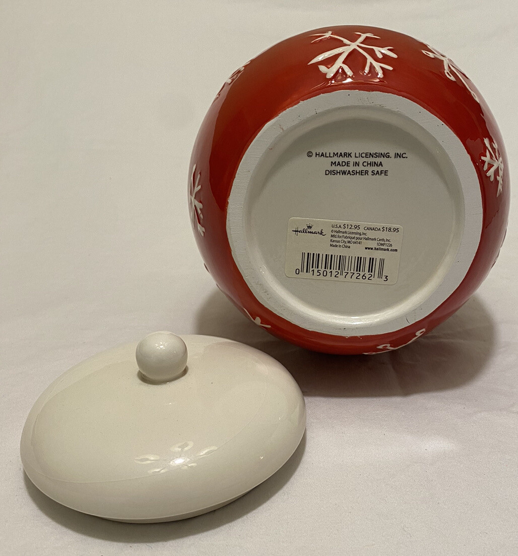 Hallmark "Merry Days" Snowman Christmas Canister Fat Cookie Jar W/Lid 7 ...