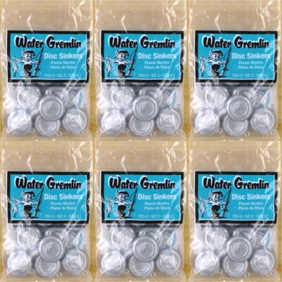 (6) Packs Water Gremlin 2 Oz Disc Sinkers Size 2 Wholesale Case #6G4N ...