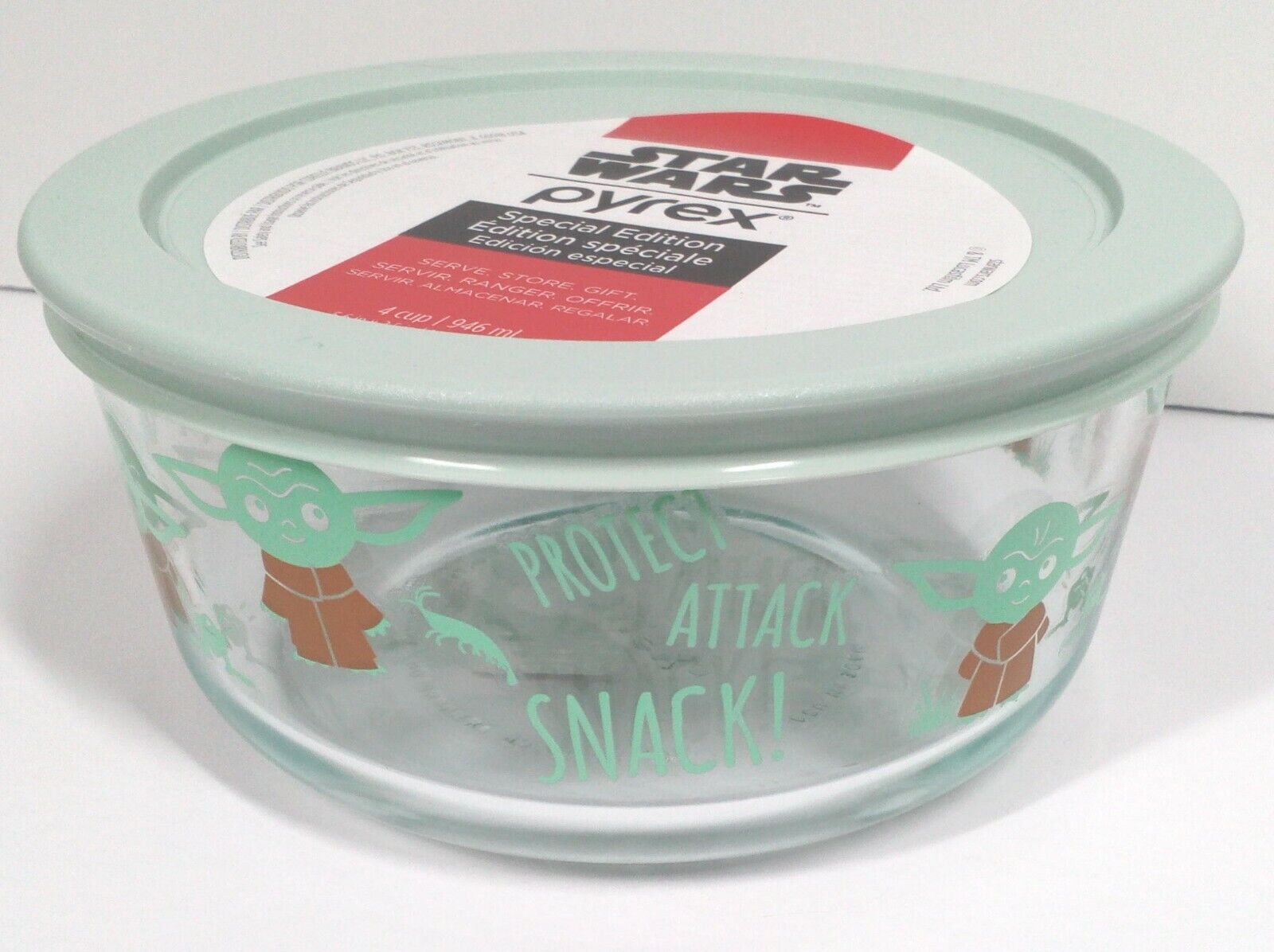 Baby Yoda The Child Pyrex 4 Cup Bowl Lid NEW Mandalorian Snack Attack ...
