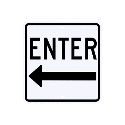 Enter Left Arrow Sign Municipal Grade D.O.T. Street Parking Road G ...