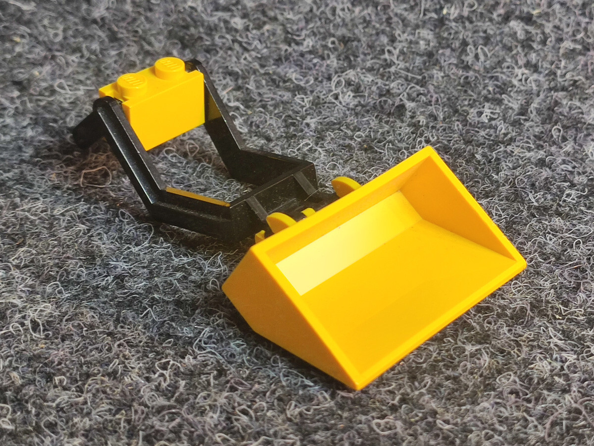 Lego 1 x 3314 Halterung schwarz + 3317 Basis gelb + 3433 Schaufel gelb ...