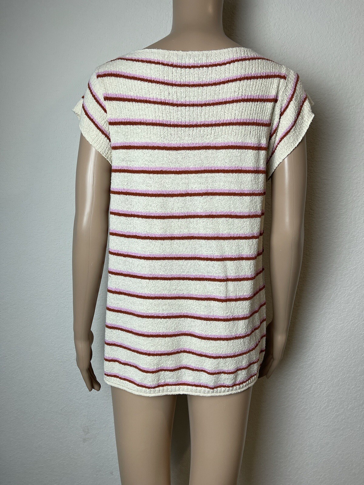 Madewell Knit Striped Texture Short Sleeve Blouse Top… - Gem